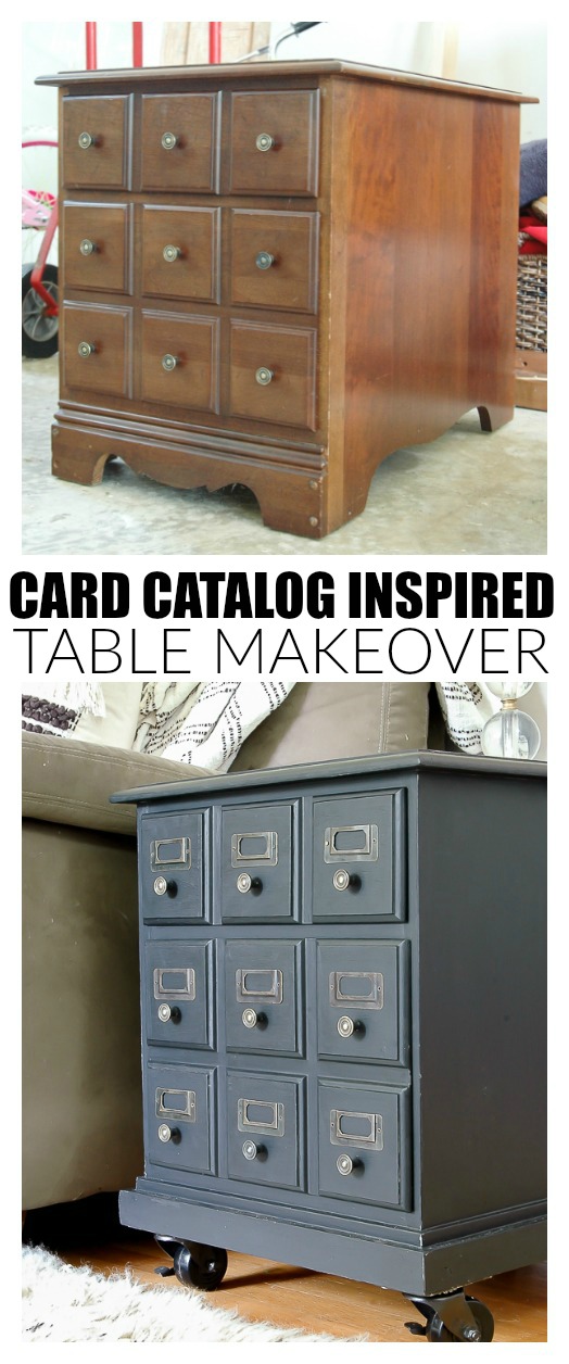 How to Update a Goodwill Table Into a Card Catalog | Little House of ...