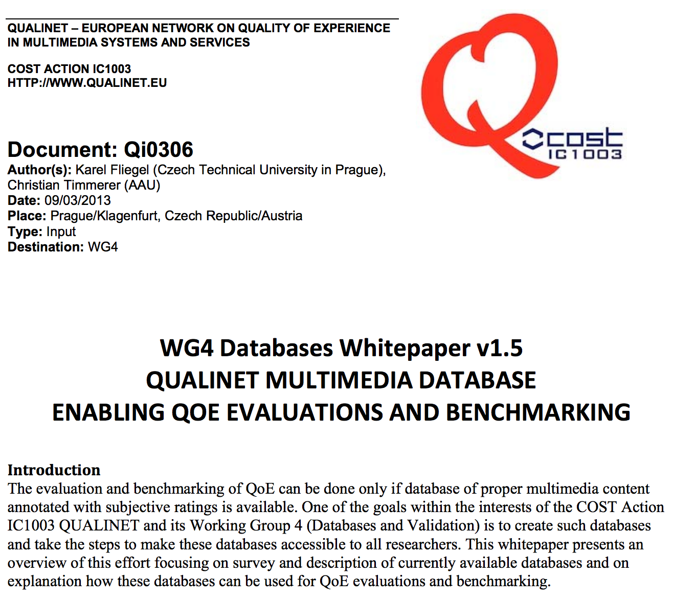 Multimedia Communication: QUALINET Multimedia Databases
