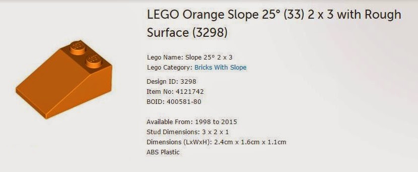 LEGO 3298 Orange 2x3 BRICKS Slope 25° (33) 2 x 3 w/ Rough Surface ...