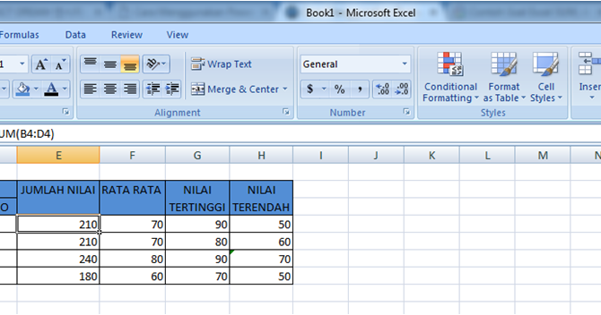 Cara Menggunakan fungsi SUM, AVERAGE, MAX, MIN pada Microsoft Excel