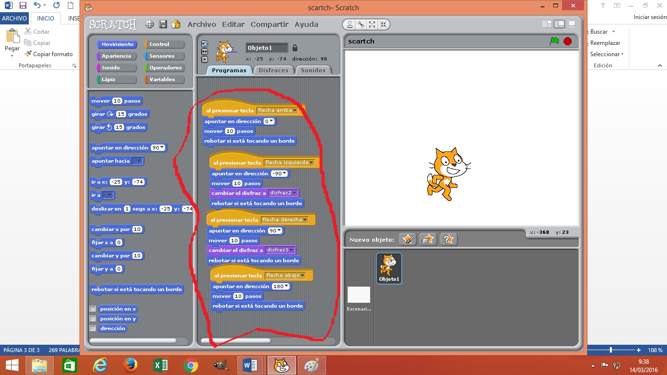 MANUAL DE SCRATCH : pasos para crear un objeto y Pasos para dar movimiento a un objeto