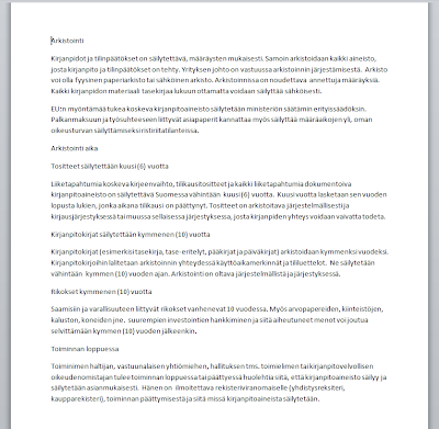 Tekstinkäsittely: Tekstin kirjoitus ja muokkaus; Arkistointi