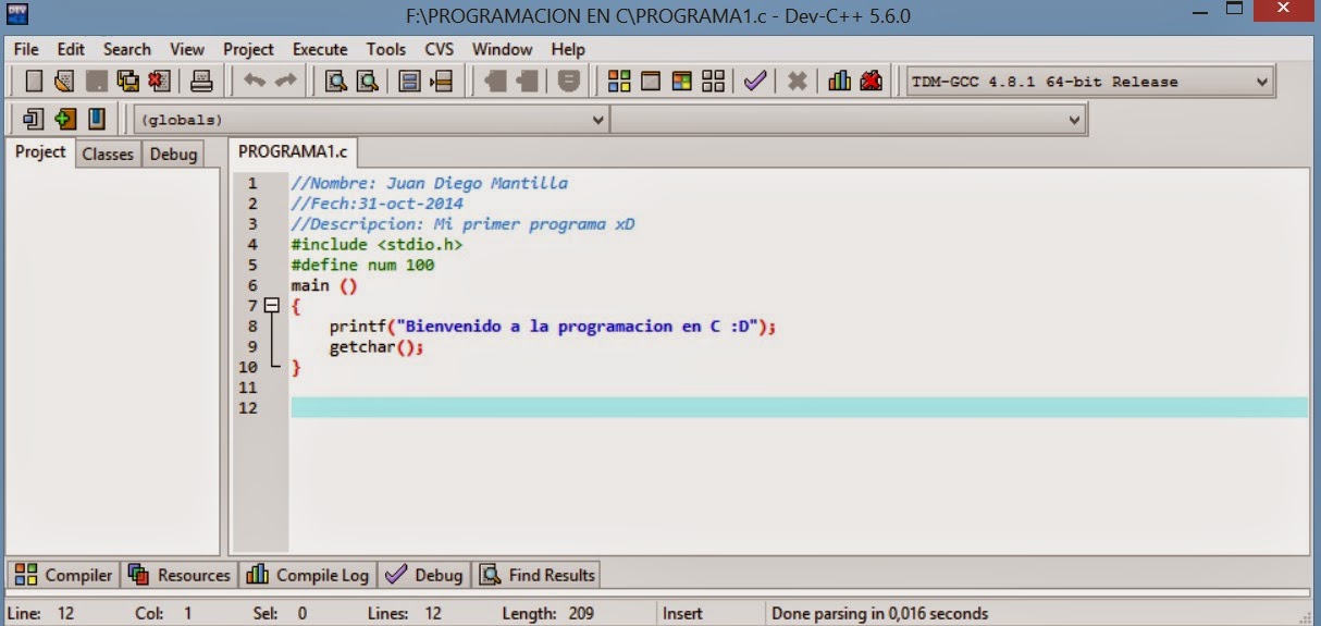 Juan Diego Mantilla - Programación Estructurada: Principios básicos de la programación en C