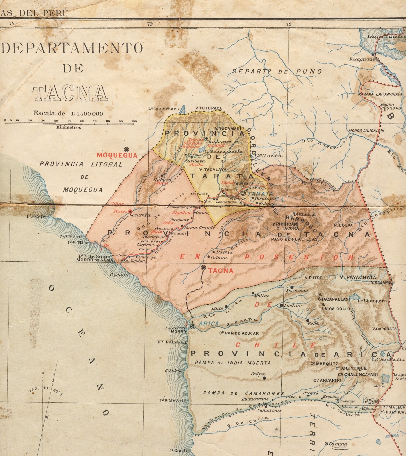Mapa del departamento de Tacna: provincias del Departamento peruano de ...