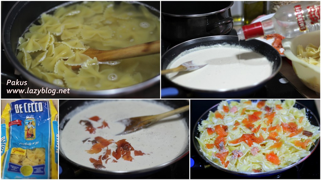 Lazos de pasta con salsa de Vodka