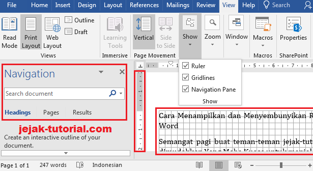 Cara Menampilkan Ruler, Gridlines, dan Navigation Pane di MS Word ...