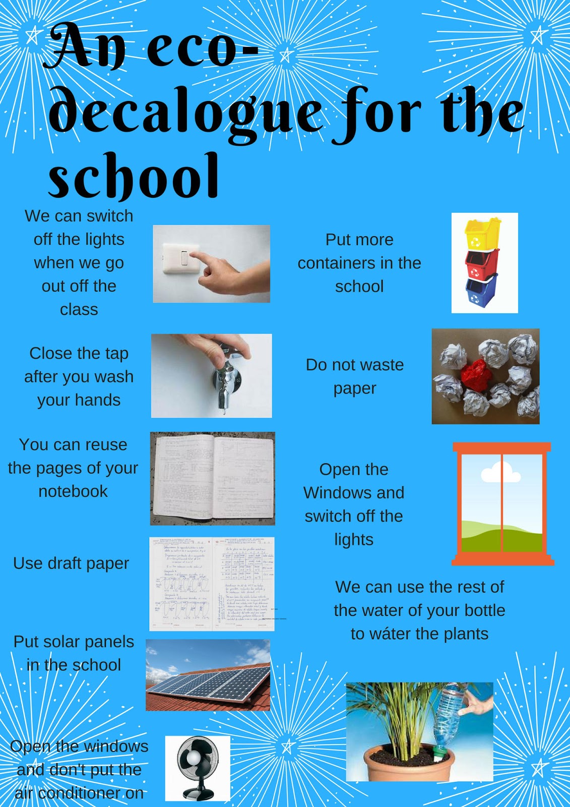 Taking care of our World: An eco-friendly decalogue (Final products)