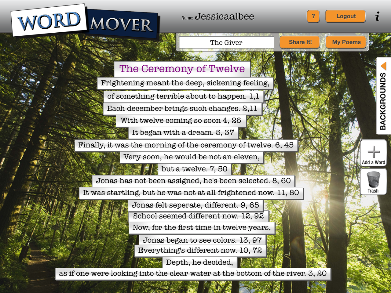 Student Gallery: Found Poetry - The Giver