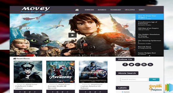 Movey Light Responsive Blogger Template - Template Phim, Video cho ...