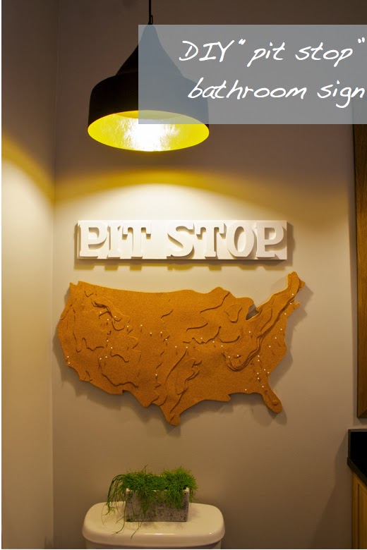design dump: diy "pit stop" bathroom sign