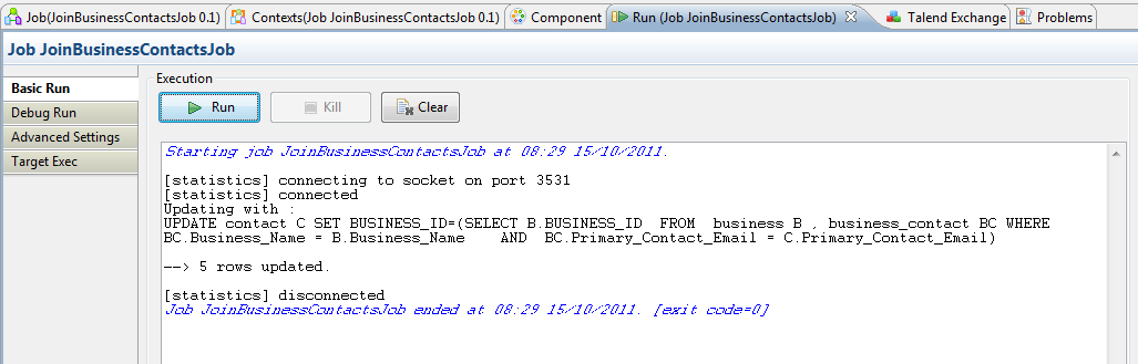 Bekwam Blog: Updating a Table with the Talend Open Studio ELT Components