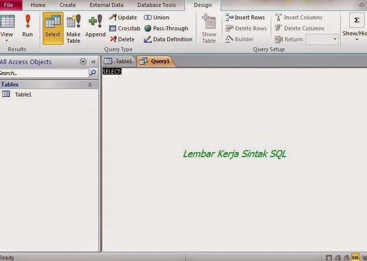 Cara Membuat Tabel Di Microsoft Access 2010 dengan Sintak SQL dekatilmu