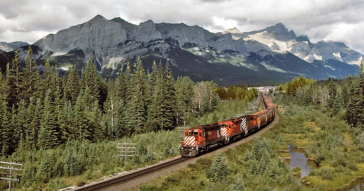 transpress nz: Canadian Pacific hopper train east of Banff, BC
