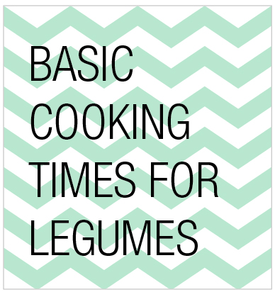 Lean and Luscious Corner: Basic Cooking Times for Legumes