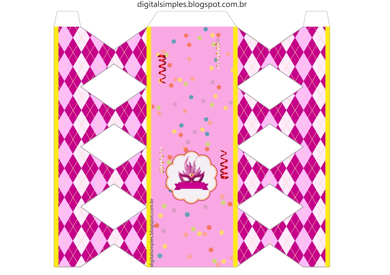 KIT FESTA ANIVERSÁRIO DE CARNAVAL PARA MENINAS - Convites Digitais Simples