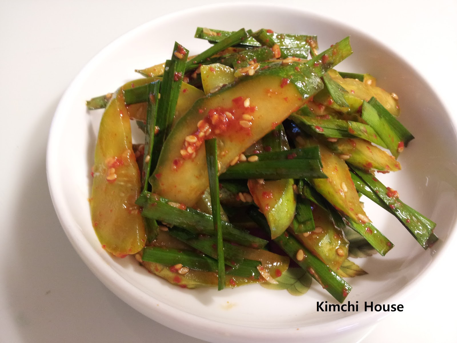 Kimchi House: "Oi-Buchu-Muchim" Seasoned the Cucumber & Garlic Chives ...