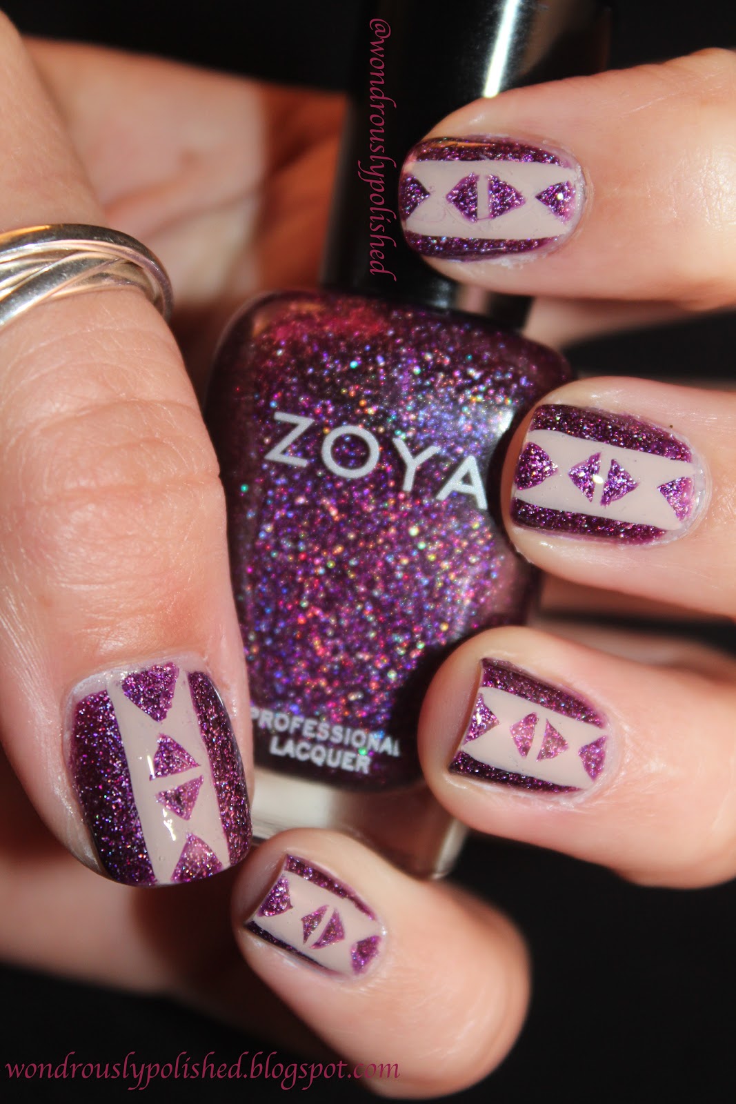 Wondrously Polished: Freehand Triangle Cutouts with Zoya's Aurora!