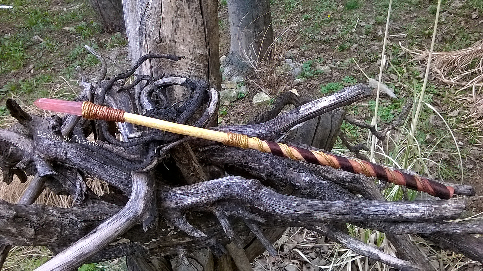 Design by Wendy: Willow Wand with Rose Quartz Gemstone Spike