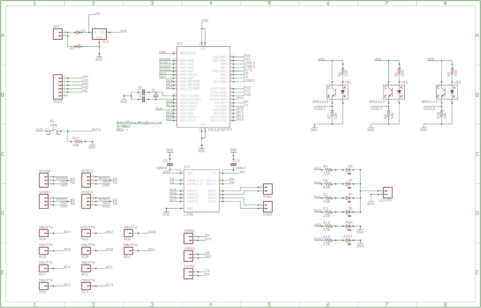 RoboSlave: Sumo Bot Schematic and Printed Circuit Board (PCB)