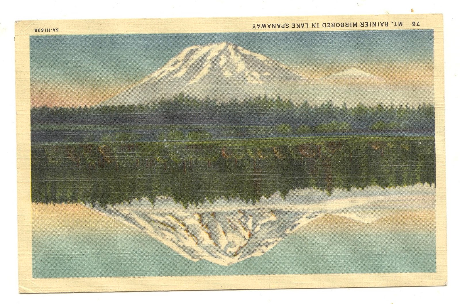 Judy's Postcards Plus: MT. Rainier Mirrored in Lake Spanaway Looks good ...