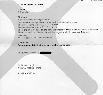 Days of our Lives: Australian Version: Thyroid Ultrasound Report