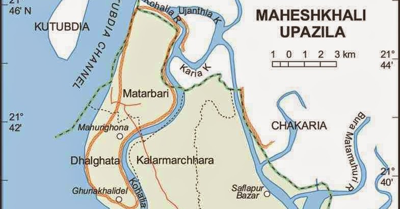 Maheshkhali Upazila Map, Cox's Bazar District, Bangladesh