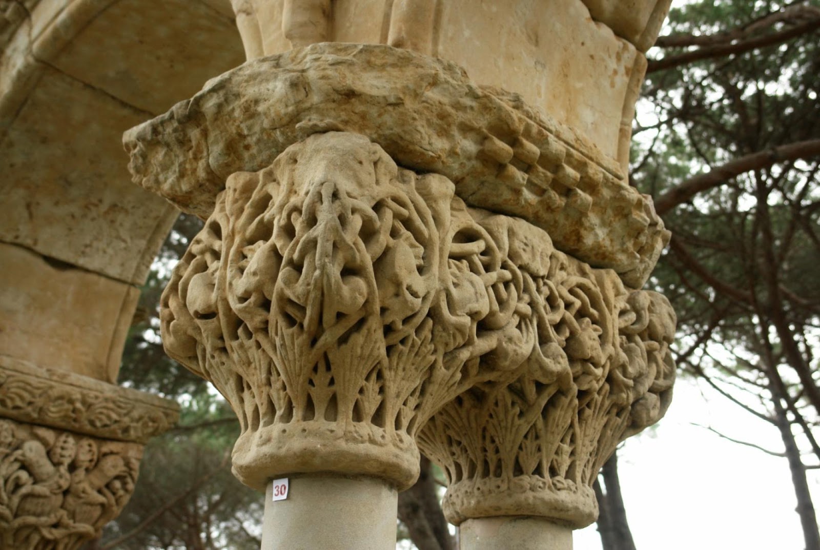 Capiteles romanicos Palamos: Capitel entrelazado vegetal