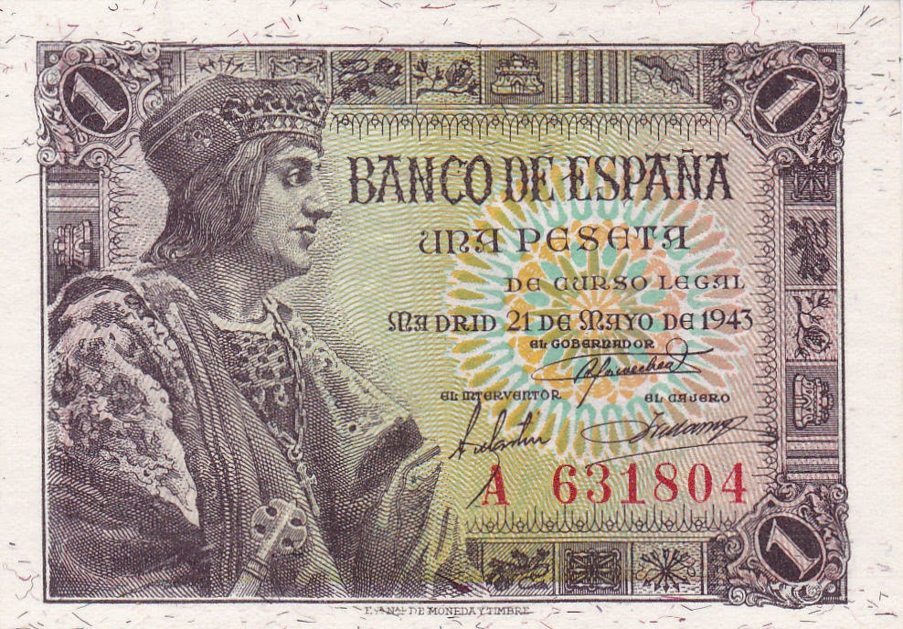 Spanish Peseta banknote 1943 King Ferdinand II of Aragon|World ...