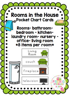 Rooms in a House Pocket Chart Cards ~ Preschool Printables