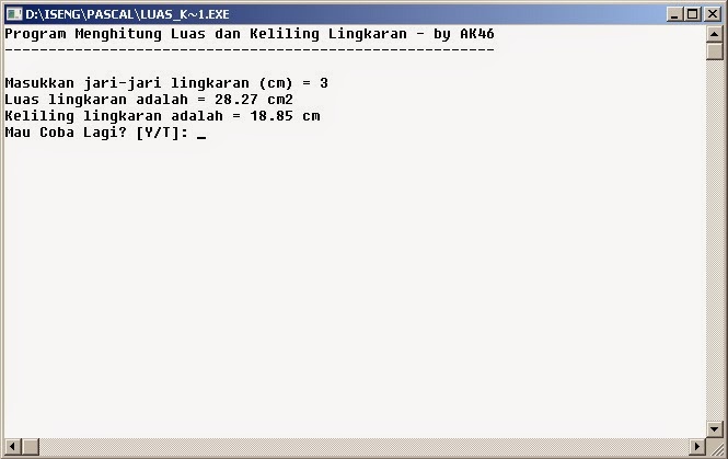 Program Menghitung Luas dan Keliling Lingkaran