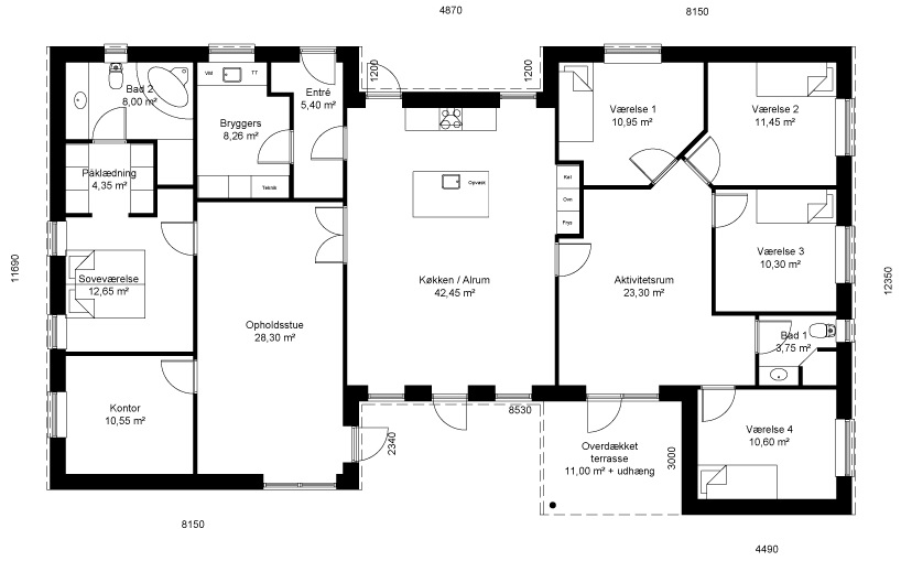 La Casita i Trekroner, Roskilde: Modifikation af plantegning