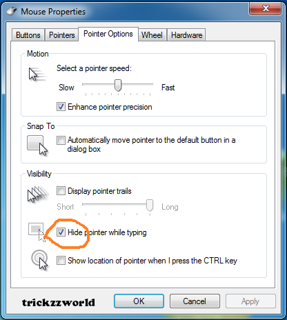 HOW TO HIDE MOUSE POINTER WHILE TYPING | TRICKZZWORLD
