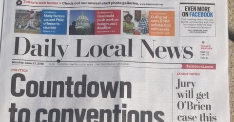 Front Page of Daily Local News Today
