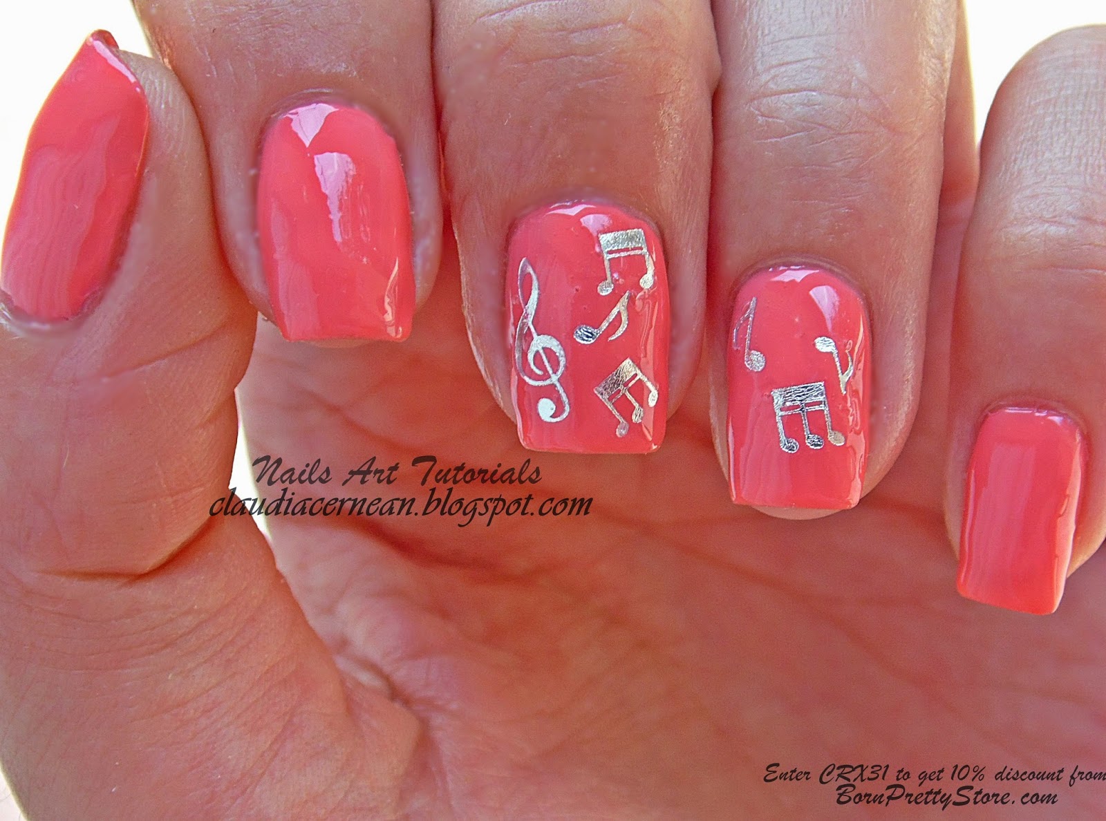 Nails Art Tutorials: Unghii cu Note Muzicale Argintii - Silver Musical ...