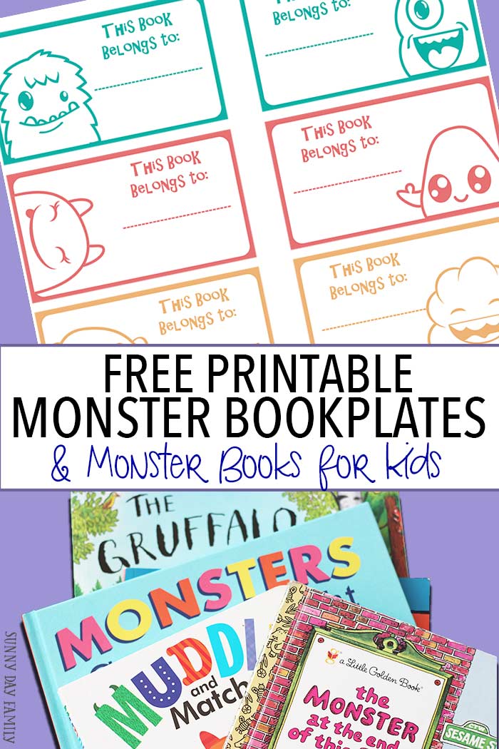 Free Printable Monster Bookplates & Monster Books for Kids | Sunny Day ...