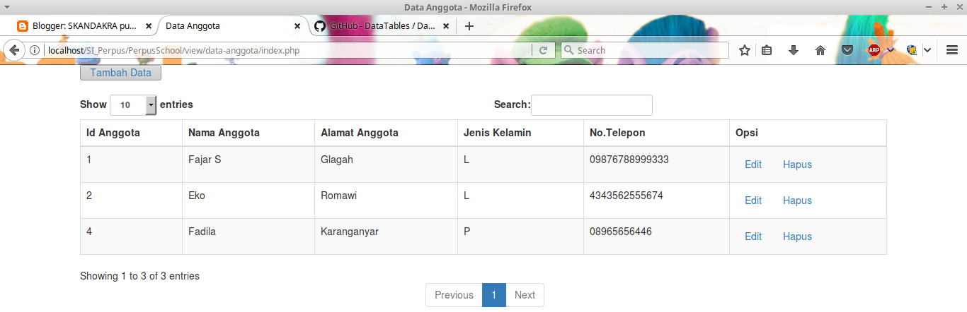 Membuat Datatables ~ Teknologi Informasi