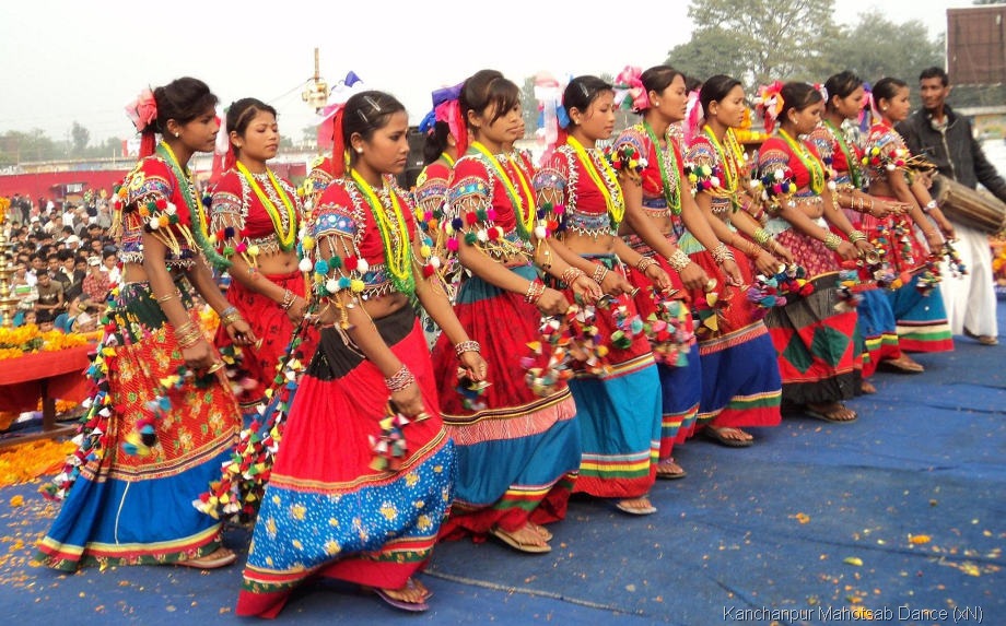 Travel Nepal: Tharu girls in traditional attire performing the part of ...