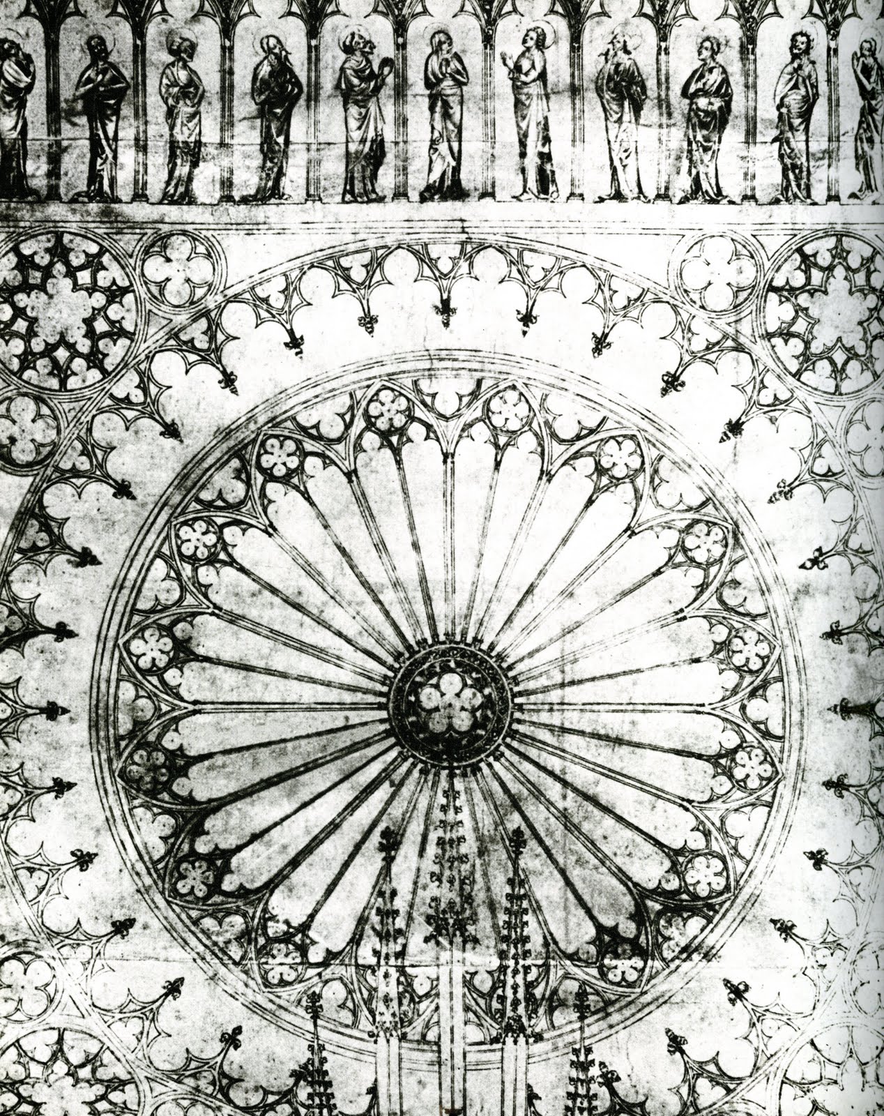frieze tile: Rose Window drawings
