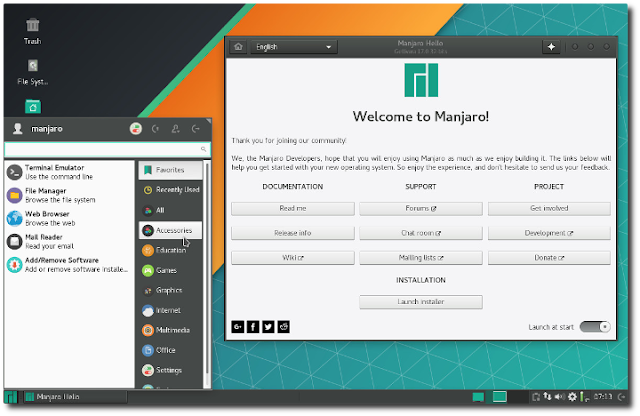 Escritorio Manjaro Linux.