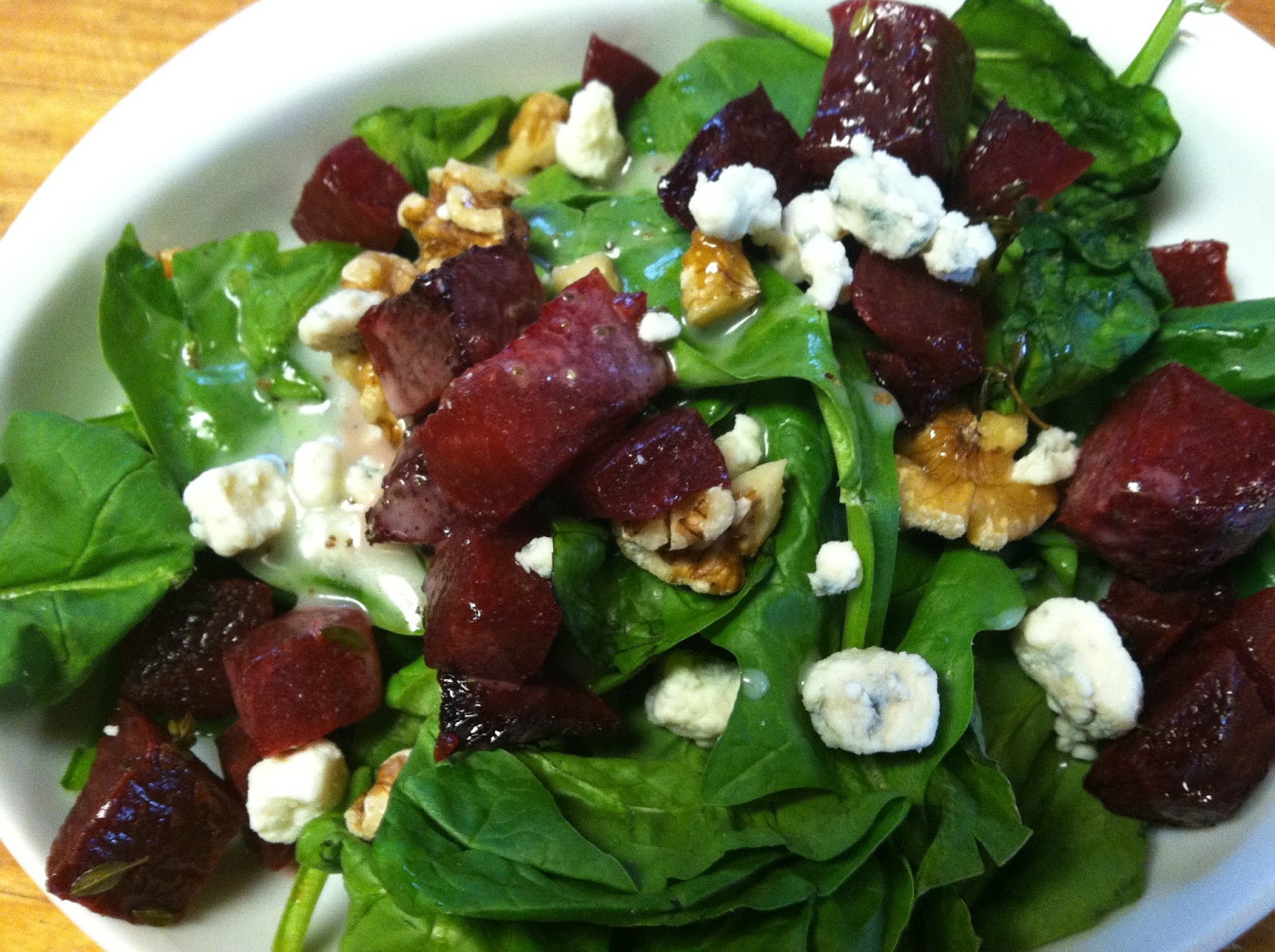 Cooking with Barry & Meta: Spinach & Roasted Beet Salad -- perfect for