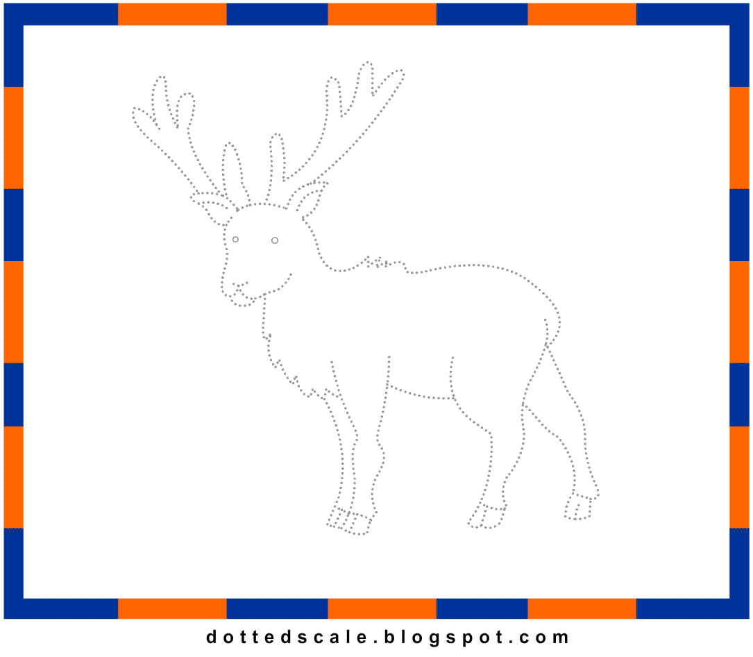 Printable Dotted Drawing Pictures: Deer Dotted for kids