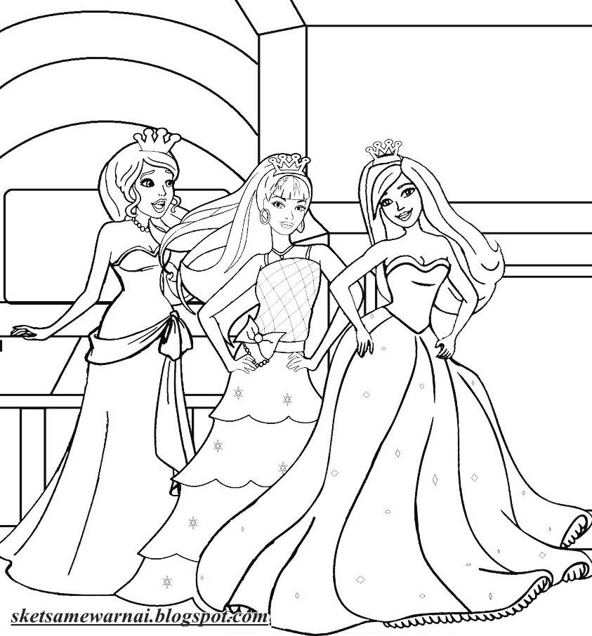 Sketsa Mewarnai Gambar Barbie School - Sketsa Mewarnai