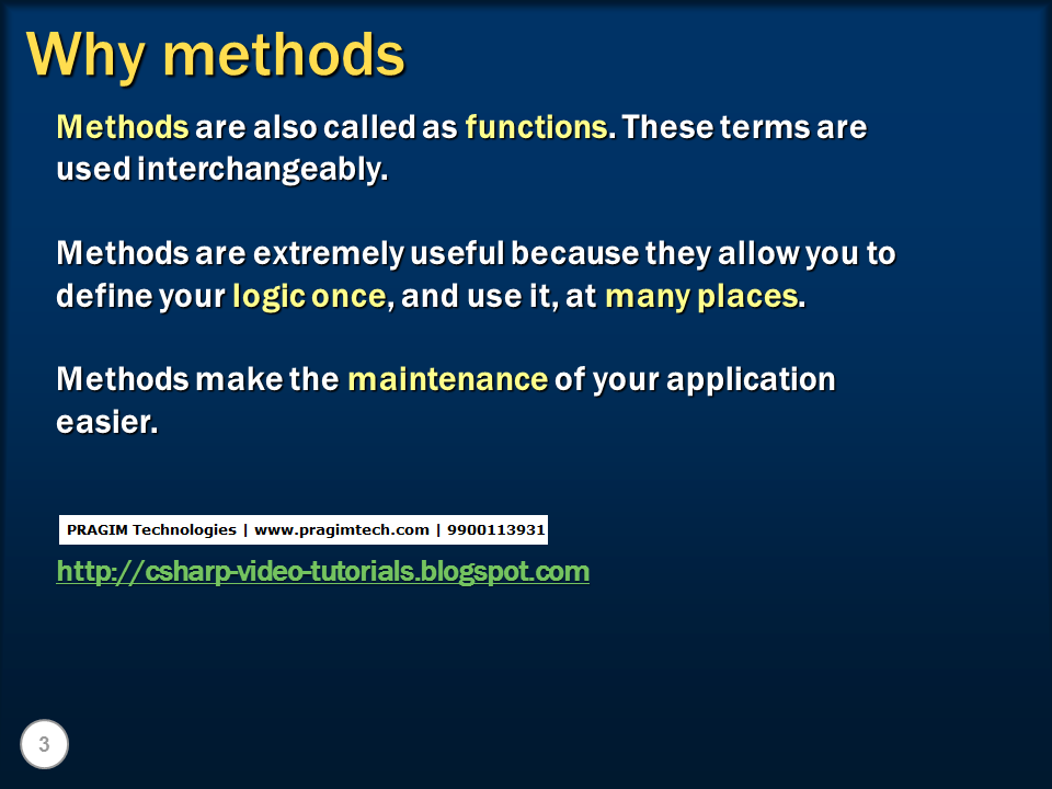 Sql Server Net And C Video Tutorial Part 16 Methods In C