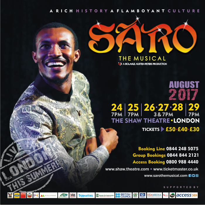 Saro The Musical in London’s West End. August 24 – 29, 2017