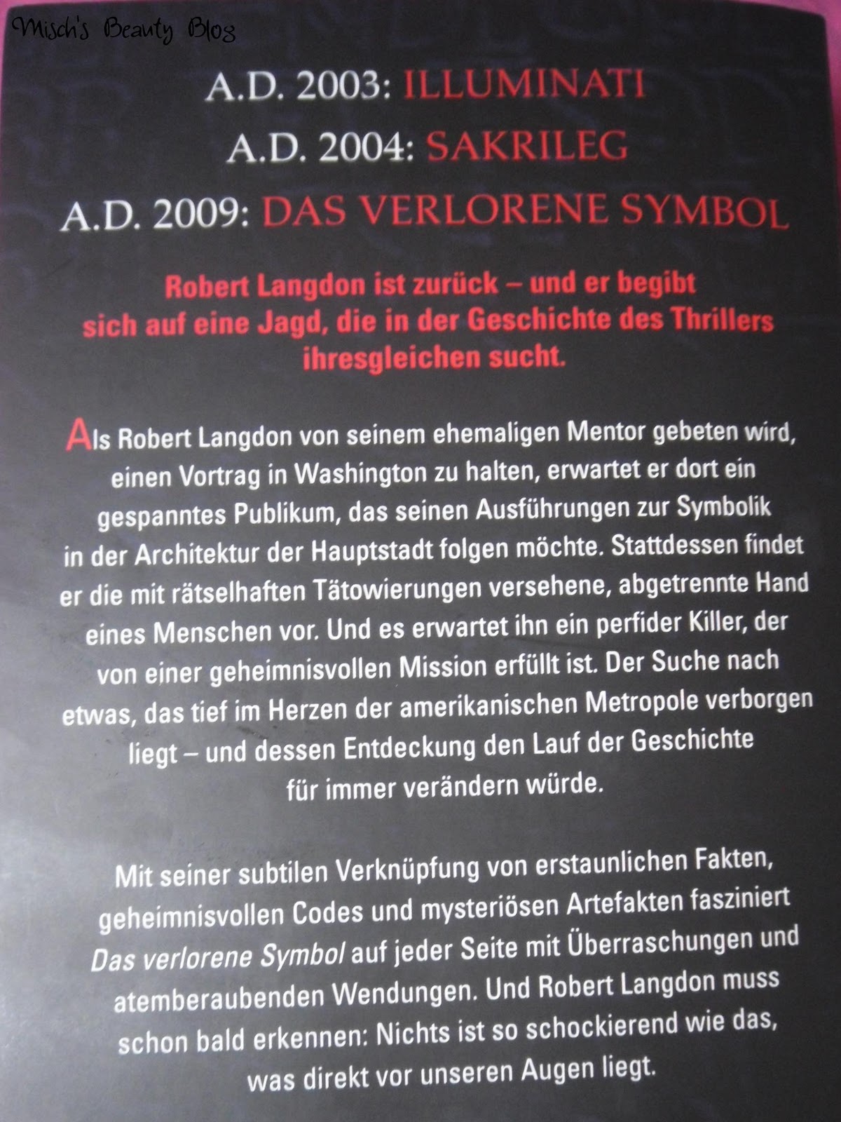 Misch's Beauty Blog: Book Review: The Lost Symbol by Dan Brown