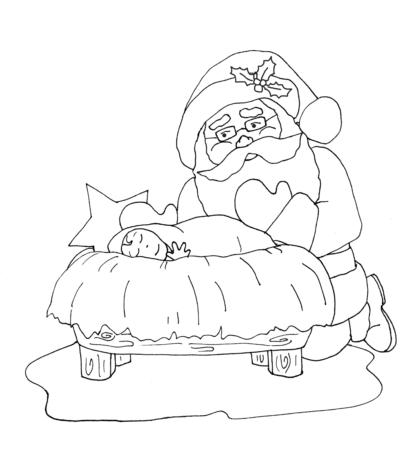 Santa+with+Baby+Jesus.png (1430×1600) | Digi stamps, Santa coloring ...