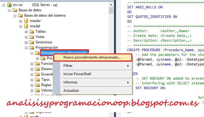 Análisis y Programación: Procedimientos almacenados con SQL Server. 1ª Parte