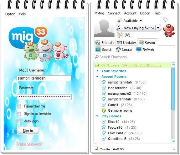 Mig33 sampit_terindah: Aplikasi mig33