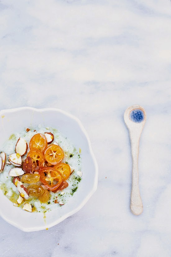 Green Jade Rice Pudding with Candied Kumquat | Bella Bonito