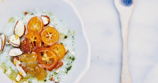 Green Jade Rice Pudding with Candied Kumquat | Bella Bonito